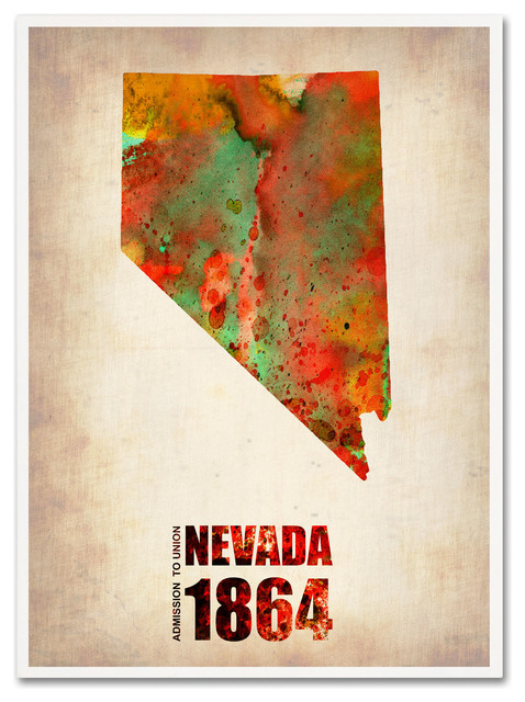 'Nevada Watercolor Map' Canvas Art by Naxart, 18" x 24" - Contemporary ...