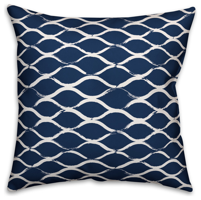 Blue & White Fish Net 18x18 Throw Pillow - Contemporary - Decorative ...