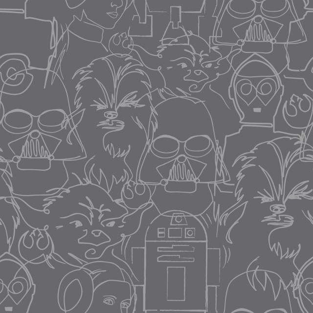 Star Wars Saga Line Sketches Peel And Stick Wallpaper - Transitional ...