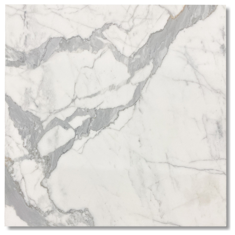 Italian Statuary White Statuario Marble 18x18 Wall Floor Tile Honed, 99 ...