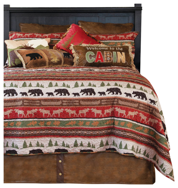 Cabin and Lodge Stripe Rustic Quilt Set, Twin - Rustic - Quilts And ...