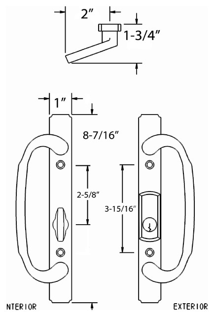 Embassy Brass Sliding Door Active Trim Handle Set, Keyed, 1-3/4" Thick ...