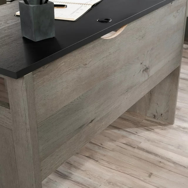 Rustic L-Shaped Home Office Desk, Open Compartments and Filing Drawer ...