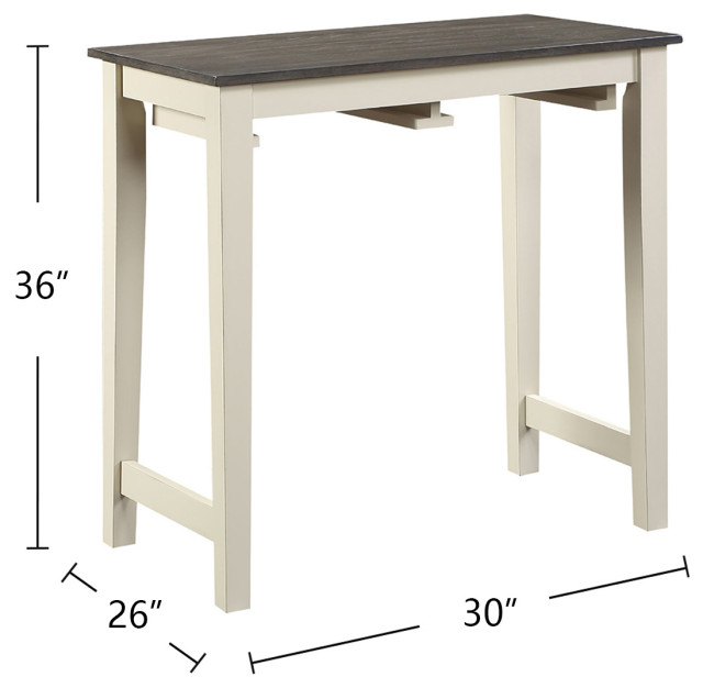 3-Piece Counter Height Set, Gray Oak/Antique White - Transitional ...