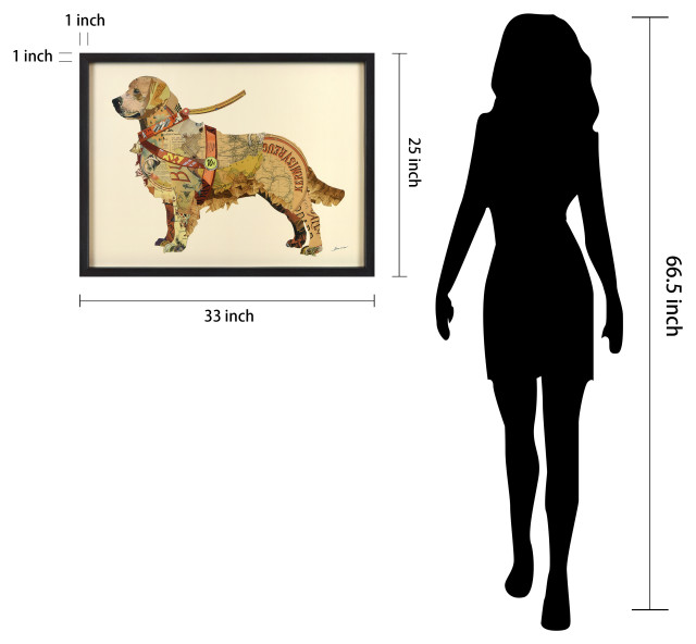 Golden Retriever Hand-made dimensional Collage, Shadow Box Frame ...