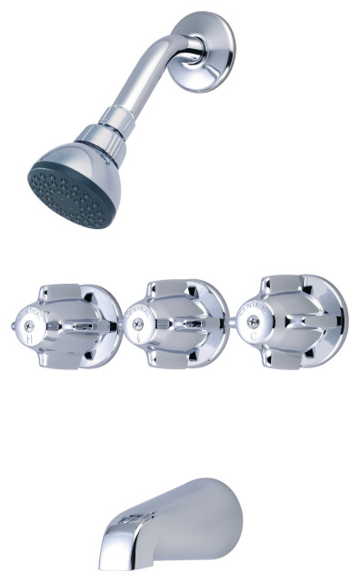 Central Brass Three Handle Tub & Shower Set - Contemporary ...