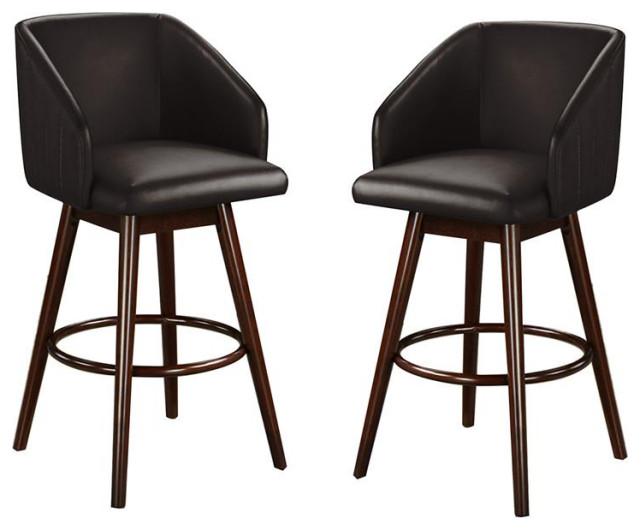 Uptown-Modern 30" Traditional Faux Leather/Solid Wood Bar Stool in ...