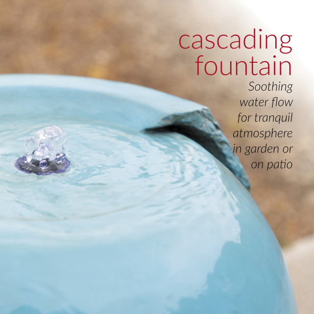 33" Tall Water Jar Fountain with LED Light, Turquoise - Contemporary ...