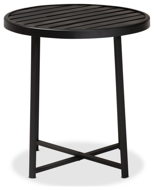 Giselle Industrial Black Finished Metal Outdoor Side Table - Industrial ...