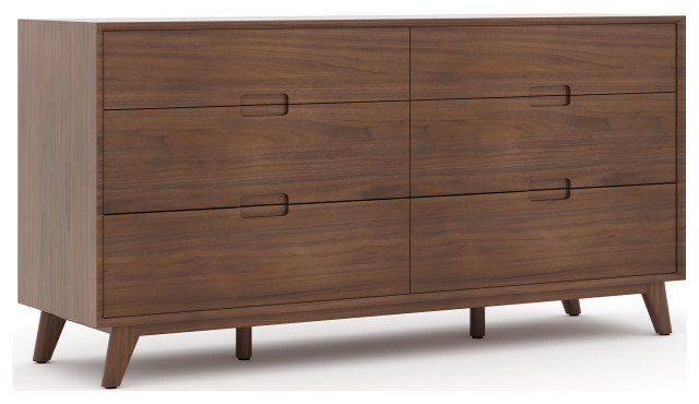 Modern Double Dresser With Groove Handles - Midcentury - Dressers - by ...