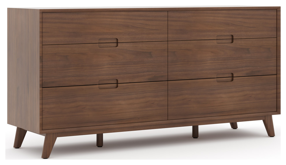 Modern Double Dresser With Groove Handles - Midcentury - Dressers - by ...