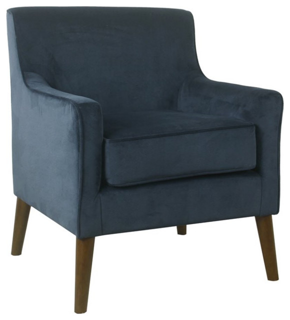 Pemberly Row Modern Wood and Velvet Accent Chair in Blue Finish ...