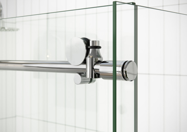 60"-64"x34"x78" Frameless Sliding Shower Door With Return Panel ...