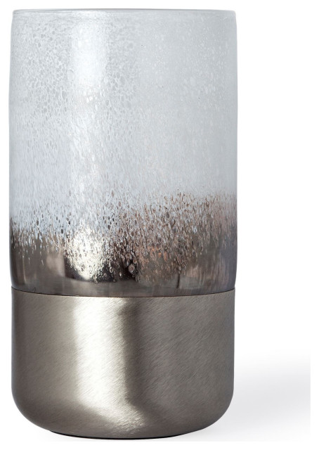 12" Brushed Silver Glass Vase - Contemporary - Vases - by UStradeENT ...