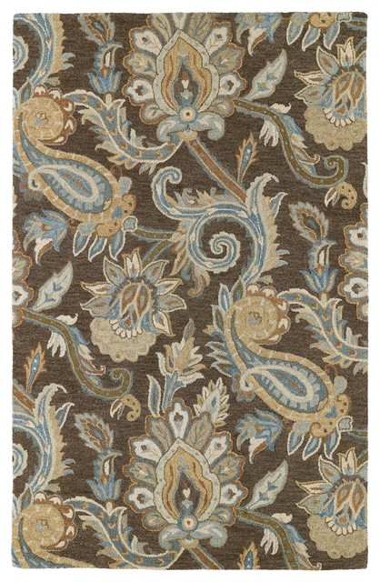 Kaleen Helena Chocolate Hand-Tufted Rug, 9'x12' - Mediterranean - Area ...