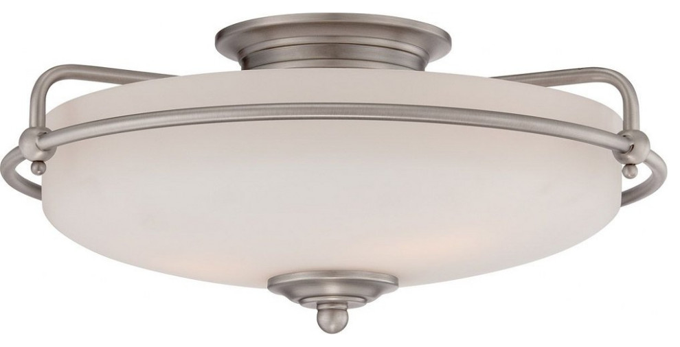 3 Light Ceiling Flush Mount Lighting Fixture in Bronze Etched Opal ...