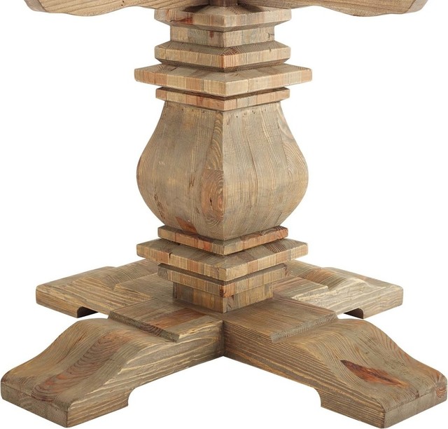 Column 59" Round Pine Wood Dining Table in Brown - Traditional - Dining ...