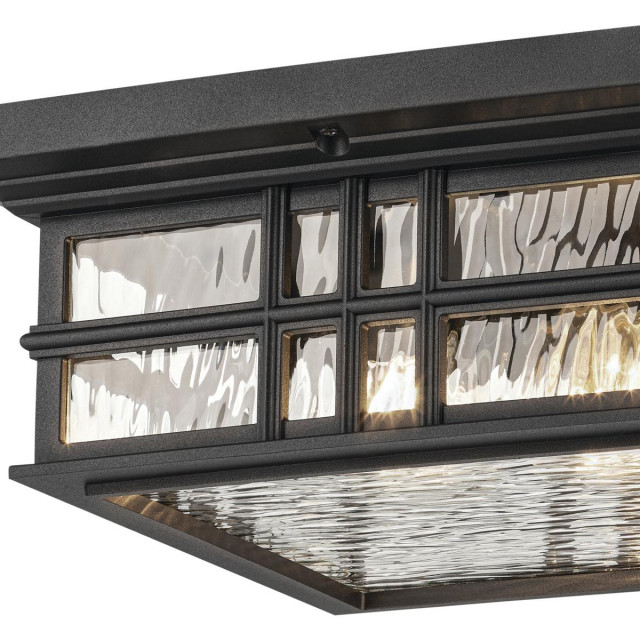 Beacon Square 2 Light Outdoor Ceiling Light, Textured Black ...
