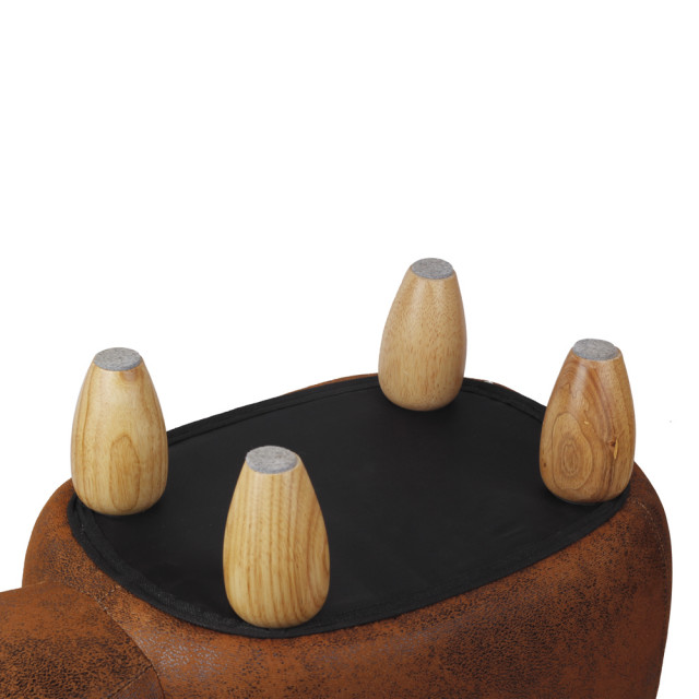 Brown Buffalo Cow Animal Ottoman Storage Faux Leather Foot Stool ...