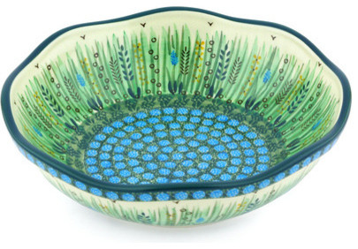 Polish Pottery 10" Stoneware Bowl Hand-Decorated Design - Mediterranean ...