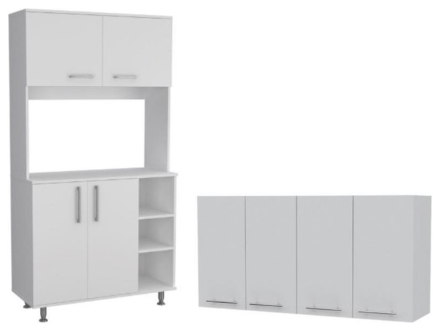 Home Square 2-Piece Set with Four-Door Wall Cabinet and 95 Pantry ...