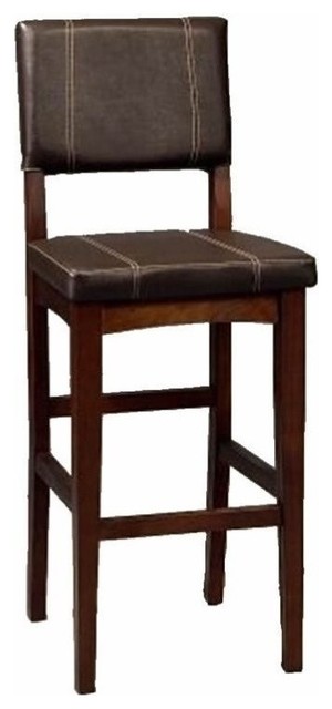 Riverbay Furniture 30" Transitional Wood Bar Stool in Walnut Brown ...