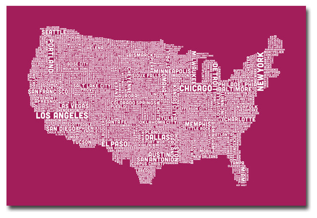 'US City Map X' Canvas Art by Michael Tompsett, 22" x 32 ...