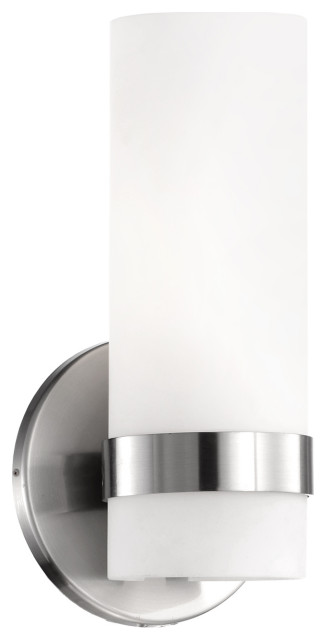 Milano Wall Sconce, Brushed Nickel, 4.75"Wx9.75"Hx4.25"E, 4.75"Wx9.75 ...