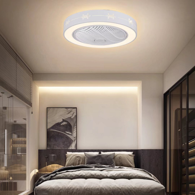White Modern Flush LED Ceiling Fan and Light - Contemporary - Ceiling ...