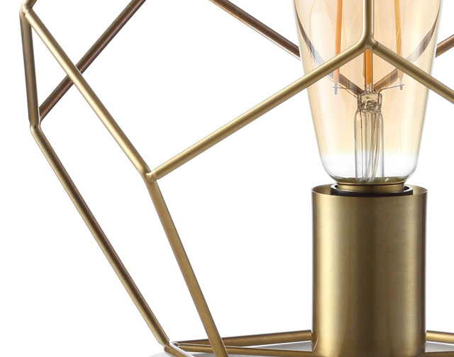 James 10" Metal and Marble Led Table Lamp, Brass - Transitional - Table ...