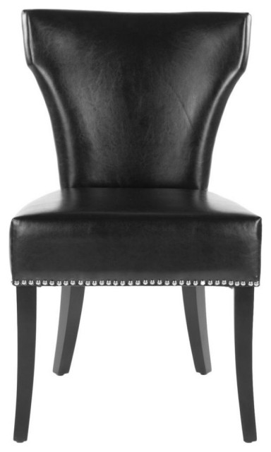 Kash 22'' H Dining Side Chairs Set of 2 Silver Nail Heads Black ...