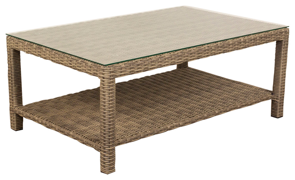 Courtyard Casual Capri Regular Glass Top Coffee Table - Tropical ...