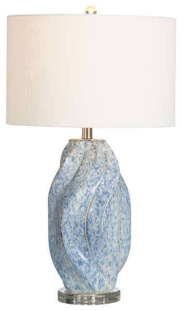 Janice 3-Way Swirl Ceramic Table Lamp with White Linen Shade ...