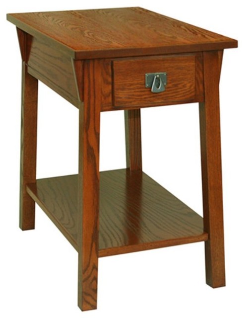 Leick Furniture Wood Mission Chairside End Table in Russet Brown ...
