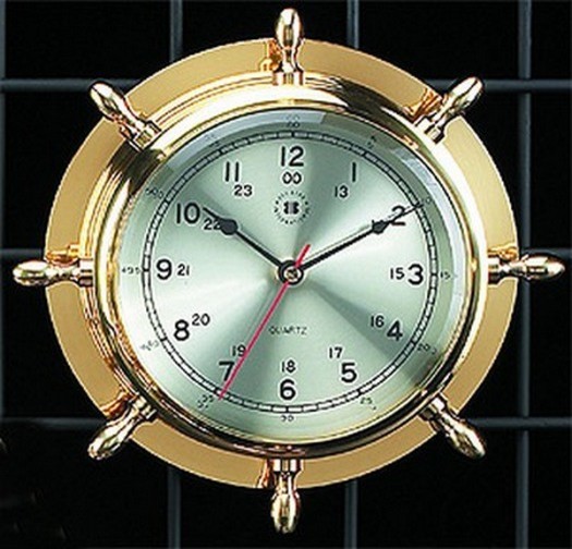 Brass Quartz Ship's Wheel Clock - Beach Style - Wall Clocks - by Brass ...