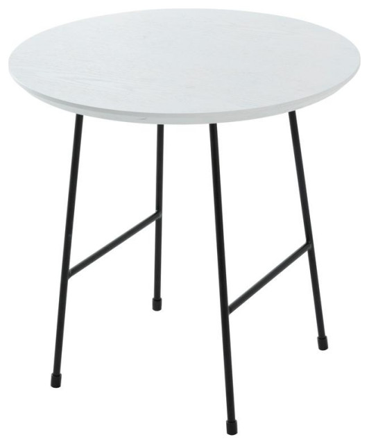 Rossmore Mid Century Modern Round Side Table With Black Steel Frame ...