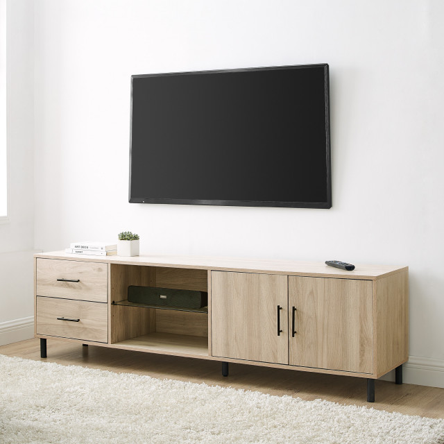 70" Modern Low Profile TV Console - Transitional - Entertainment ...