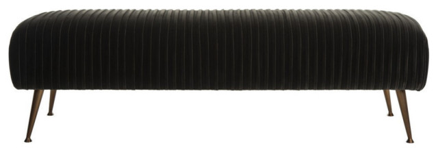 Ridder Velvet Bench With Antique Brass Legs Giotto Shale - Midcentury ...