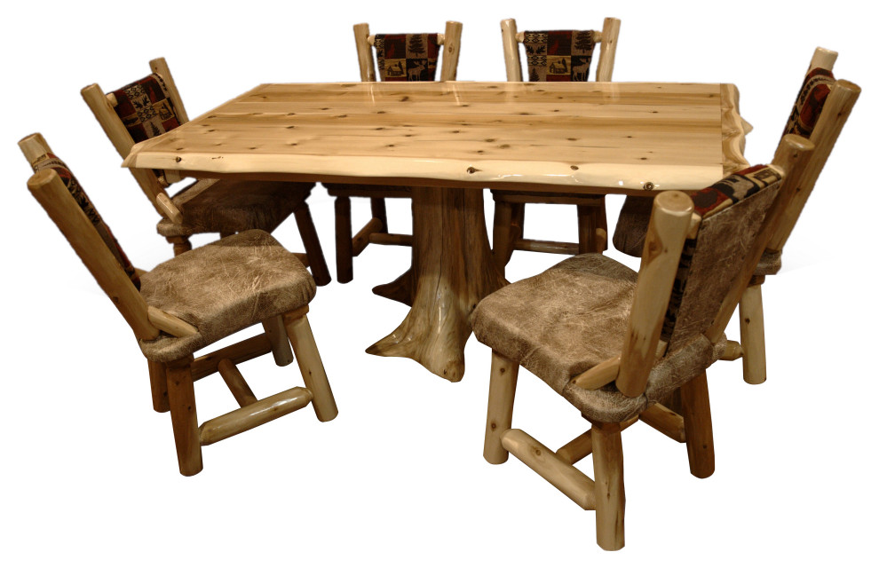 White Cedar Log Stump Dining Table Set - Rustic - Dining Sets - by ...