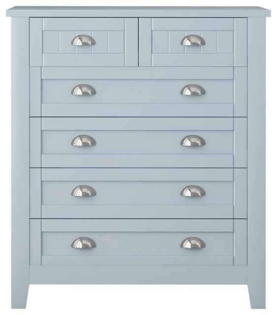 4 Large & 2 Small Drawers Dresser Cabinet Storage Cabinet Retro Blue ...