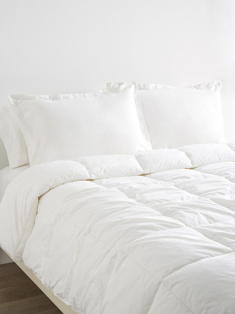All Season Cotton Shell Comforter, White, King - Traditional ...