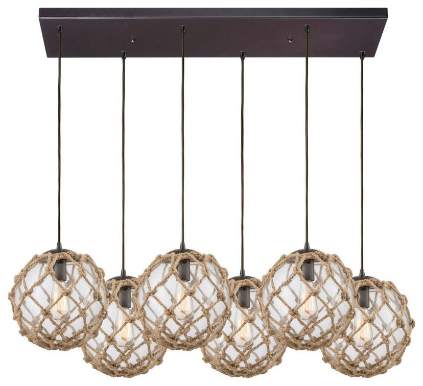 6 Light Pendant in Transitional Style - 11 Inches tall and 32 inches ...