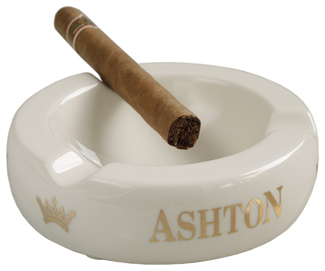 Ashton White Ceramic 3 Cigar Round Ashtray - Contemporary - Decorative ...