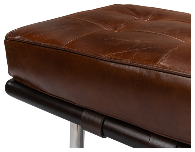 Mid Century Leather Bench - Contemporary - Upholstered Benches - by ...
