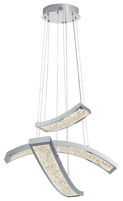 Crushed Ice 3-Light LED Pendant, Chrome - Contemporary - Chandeliers ...