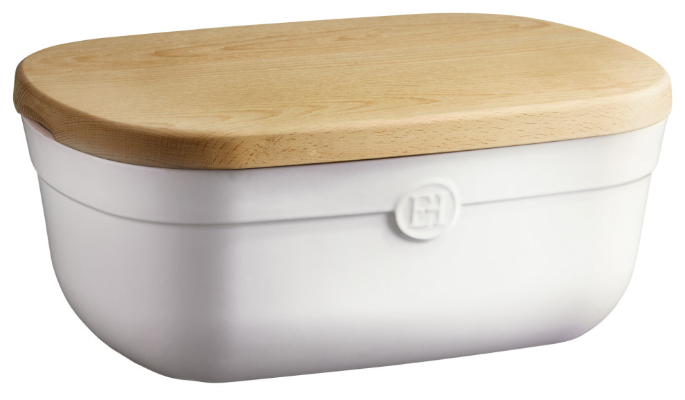 Emile Henry Creme Ceramic Bread Box - Traditional - Loaf Pans - by ...