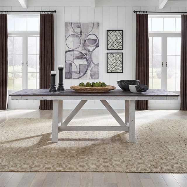 Farmhouse White Trestle Table - Farmhouse - Dining Tables - by Homesquare | Houzz