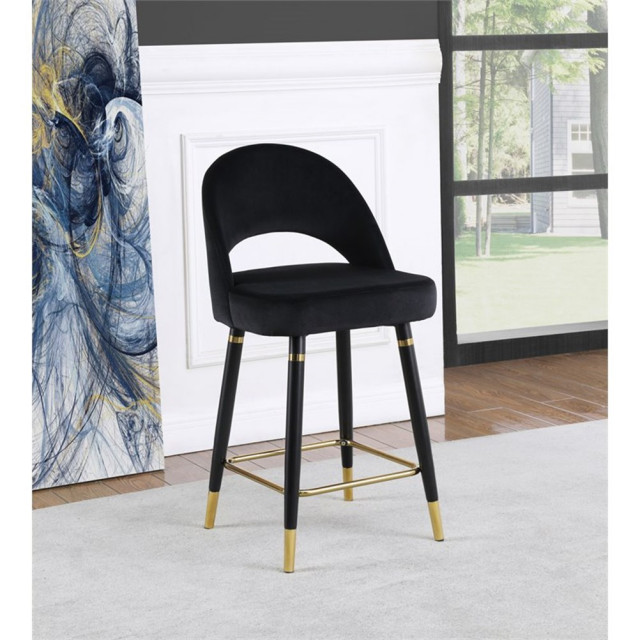 Pemberly Row Arched Back Upholstered Counter Height Stool in Black ...