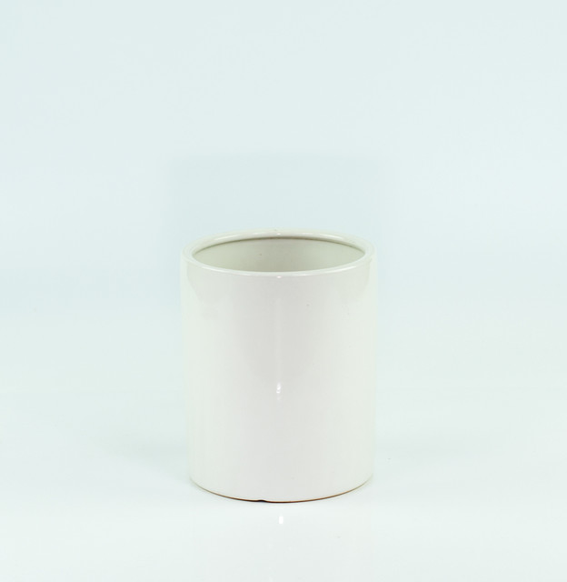 Small Ceramic Pot Cylinder Planter 6'' White - Contemporary - Outdoor ...
