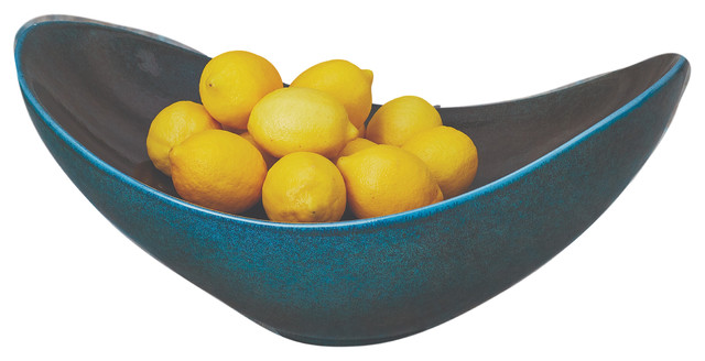 Dark Teal Midcentury Swoop Shape Decorative Bowl Wide Modern Elegant ...